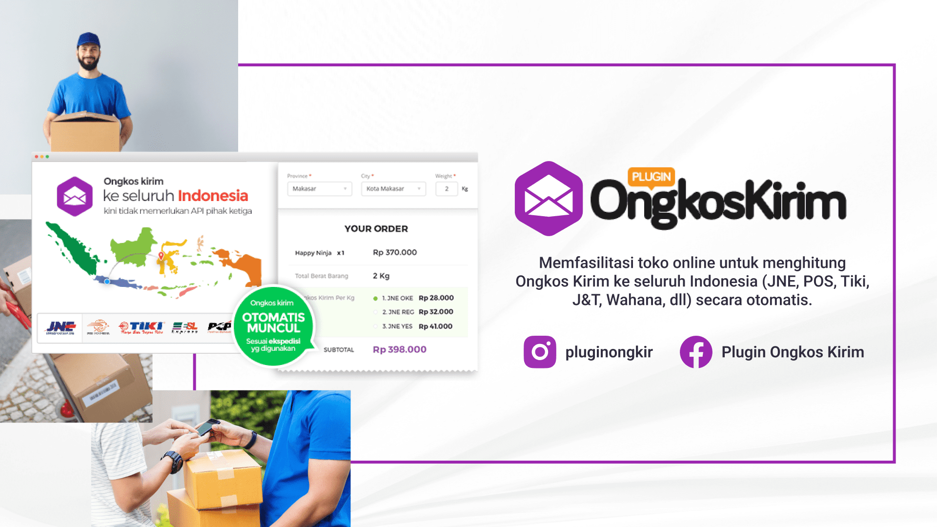 Plugin Ongkos Kirim JNE, Pos, Tiki, J&T, Wahana | WooCommerce Shipping