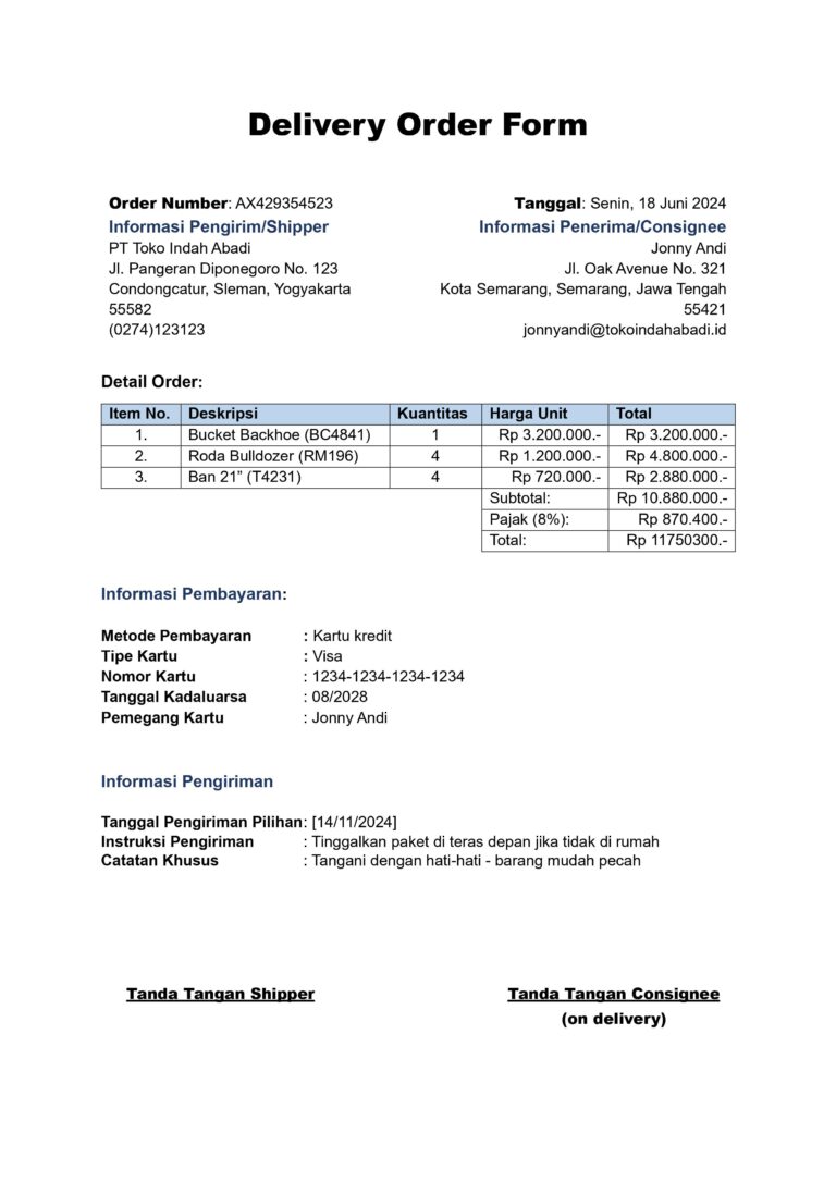 Contoh Delivery Order Template, Surat Jalan Buat Kurir! - Plugin Ongkos ...