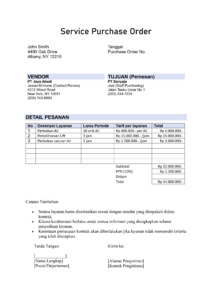 Download Purchase Order Template Gratis untuk Bisnis, [Excel & Word ...