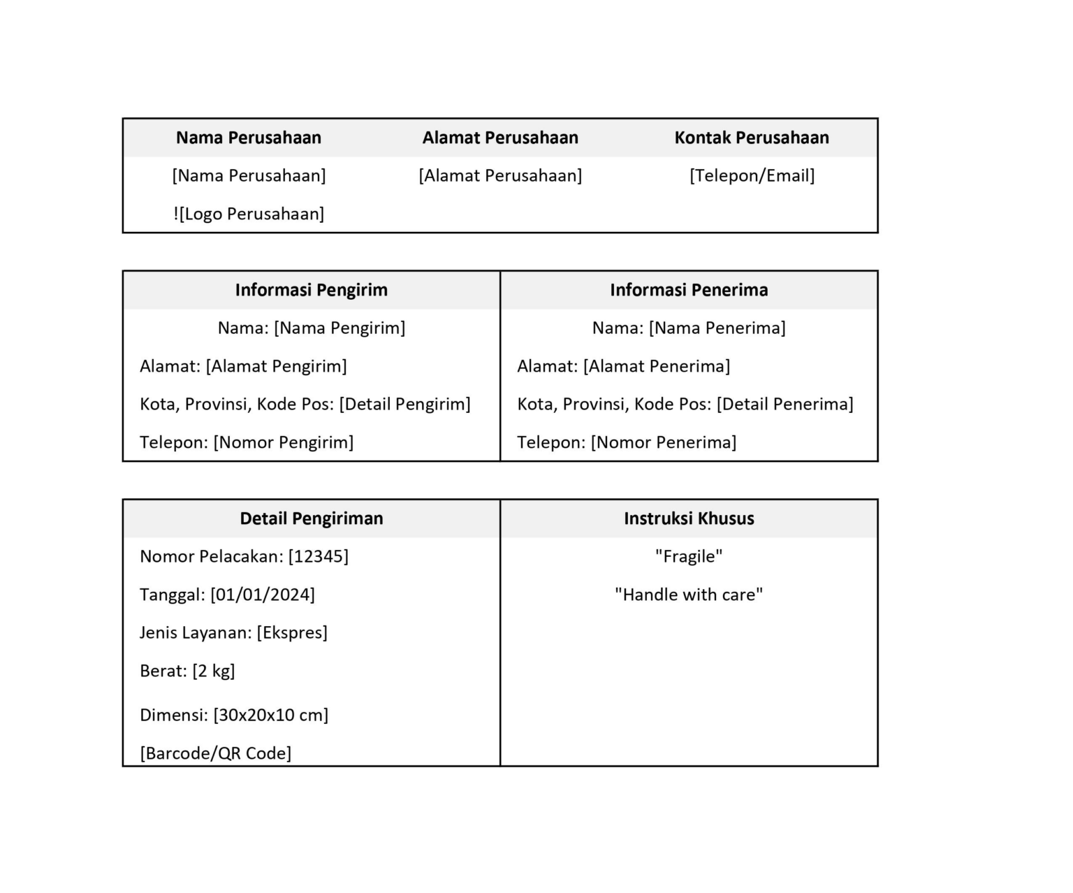 Unduh Shipping Label Template Gratis Di Sini - Plugin Ongkos Kirim