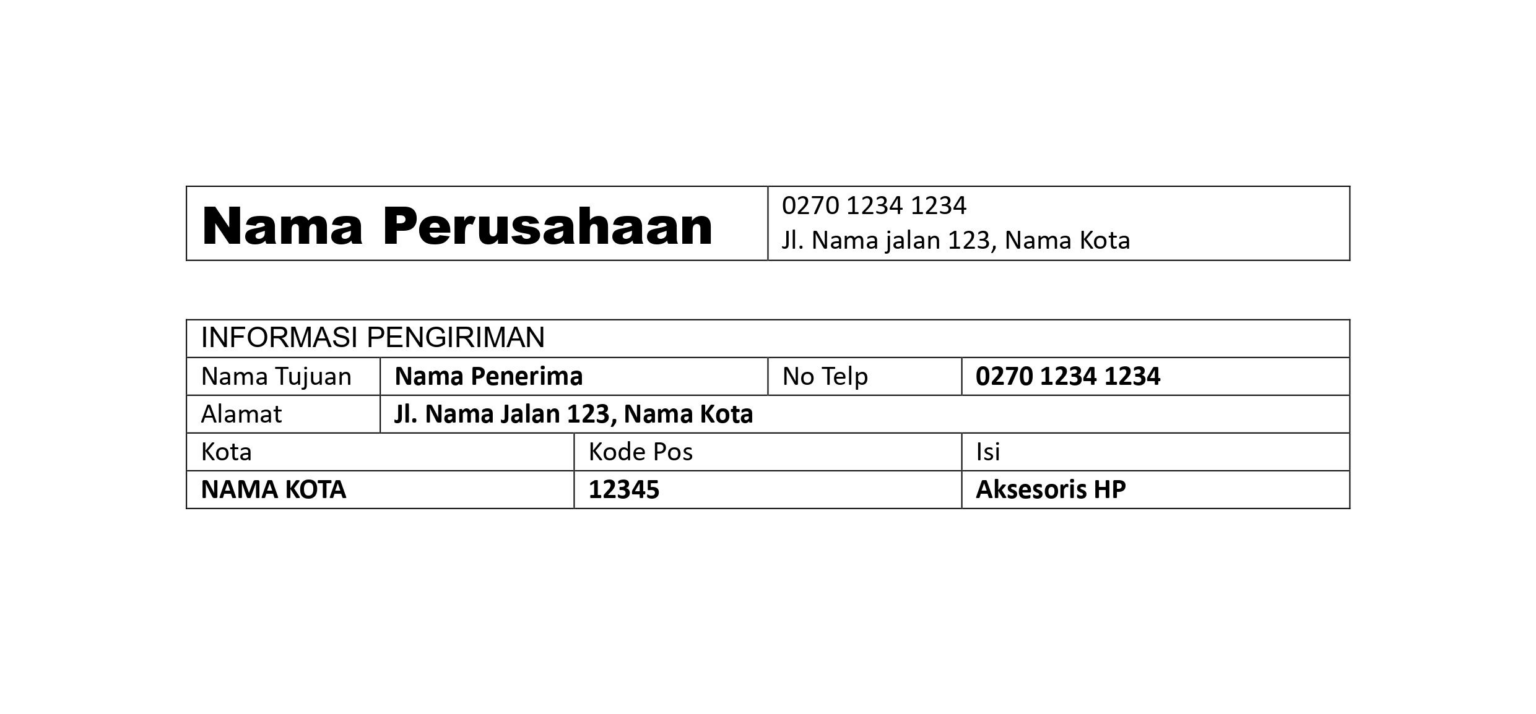 Unduh Shipping Label Template Gratis Di Sini - Plugin Ongkos Kirim