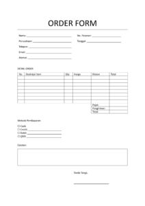 Contoh Order Form Template Gratis, Unduh di Sini! - Plugin Ongkos Kirim