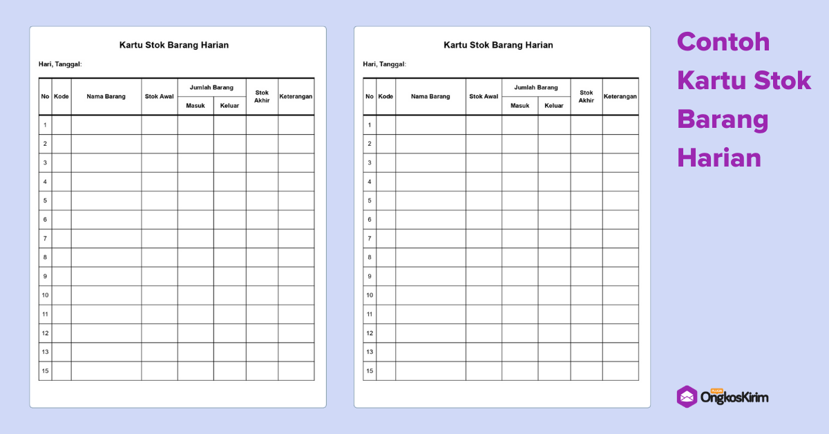 7+ Contoh Kartu Stok Barang Lengkap [Excel, Word, PDF] - Plugin Ongkos Kirim